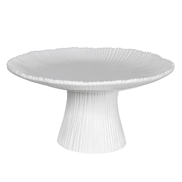 White Ceramic Cake Stand – Elegant Display for Cakes – Elm and Grey