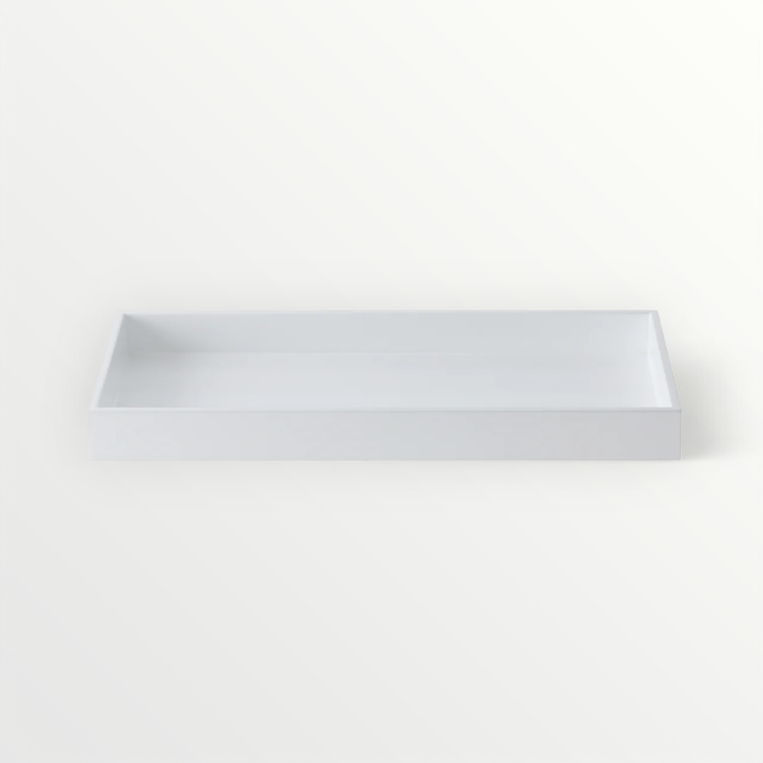 High Gloss Rectangular Lacquered Tray in White – Elm and Grey