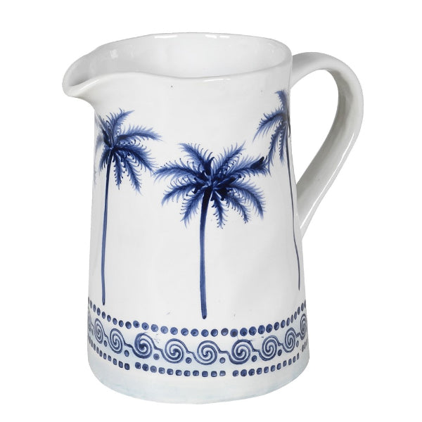 Blue Palm Tree Ceramic Jug. – Elm and Grey