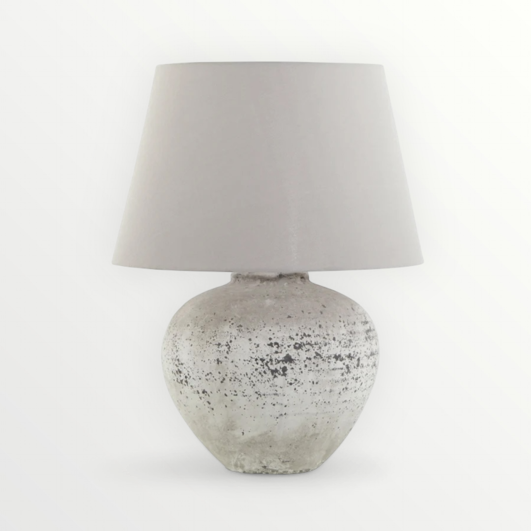 Tavira Aged Stone Ceramic Table Lamp – Elm and Grey