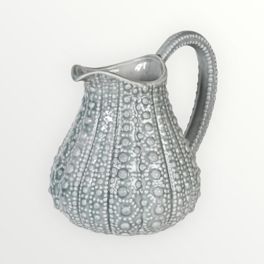 Grey Porcelain Urchin Jug – Coastal Textured Statement Piece – Elm and Grey